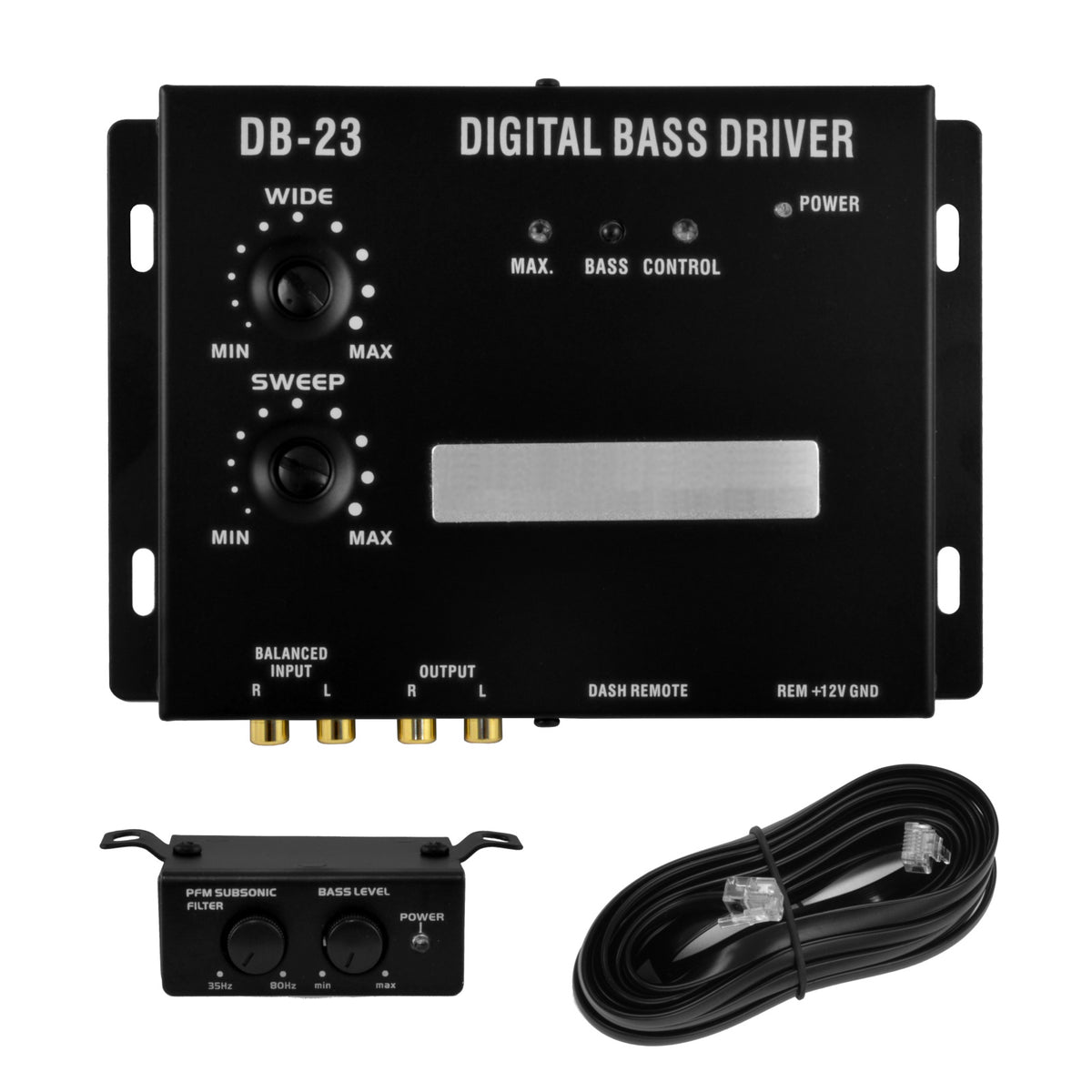 Bass Driver Digital Processor Amp with Car Dash Remote Control Knob DB ...
