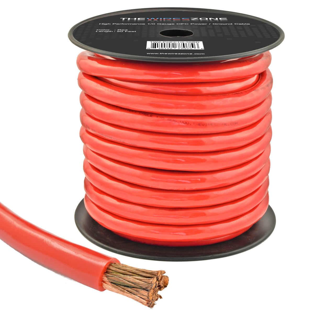 1/0 Gauge 50ft OFC Power Cable Oxygen-Free Copper Ground Wire Red — BSA ...